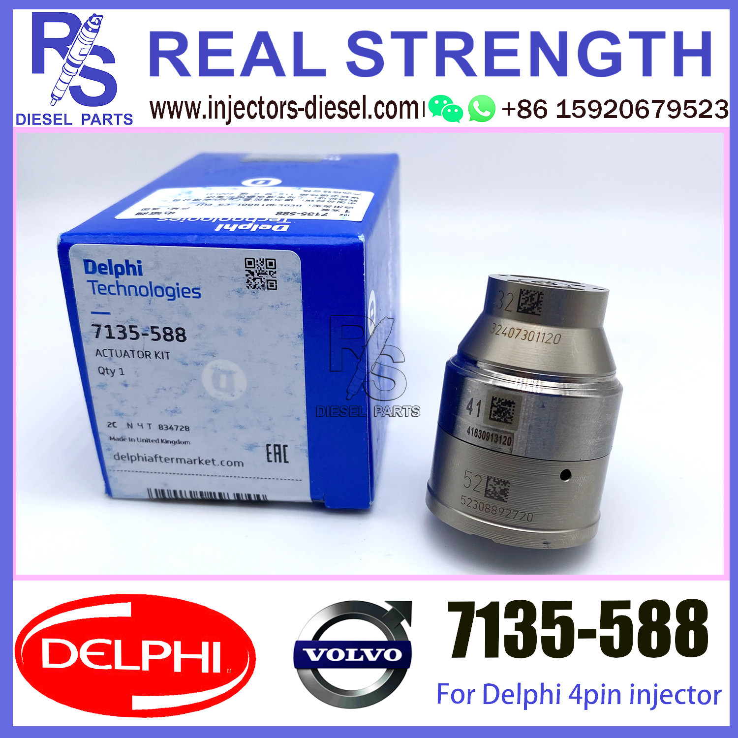 4 Pin Delphi Injector Solenoid Valve 7135588 7135-588 21340612